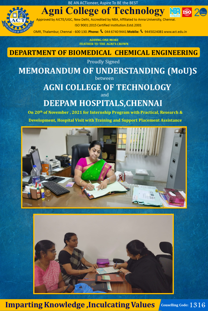 MOU SIGNED BETWEEN DEEPAM HOSPITAL AND ACT - Agni College